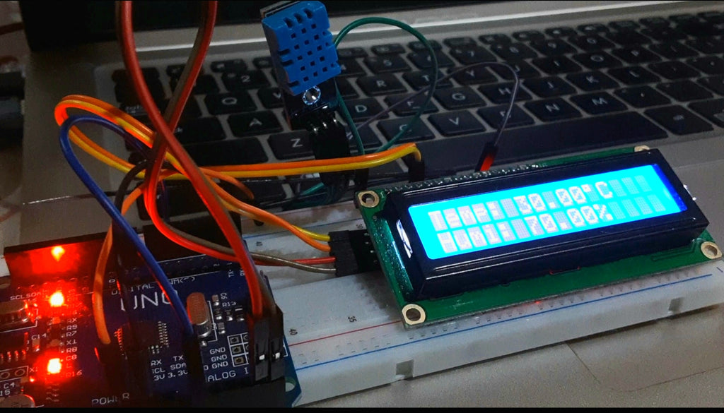 Arduino Temperature And Humidity Sensor Using Dht11 And 1602 Lcd Modul Createlabz Store